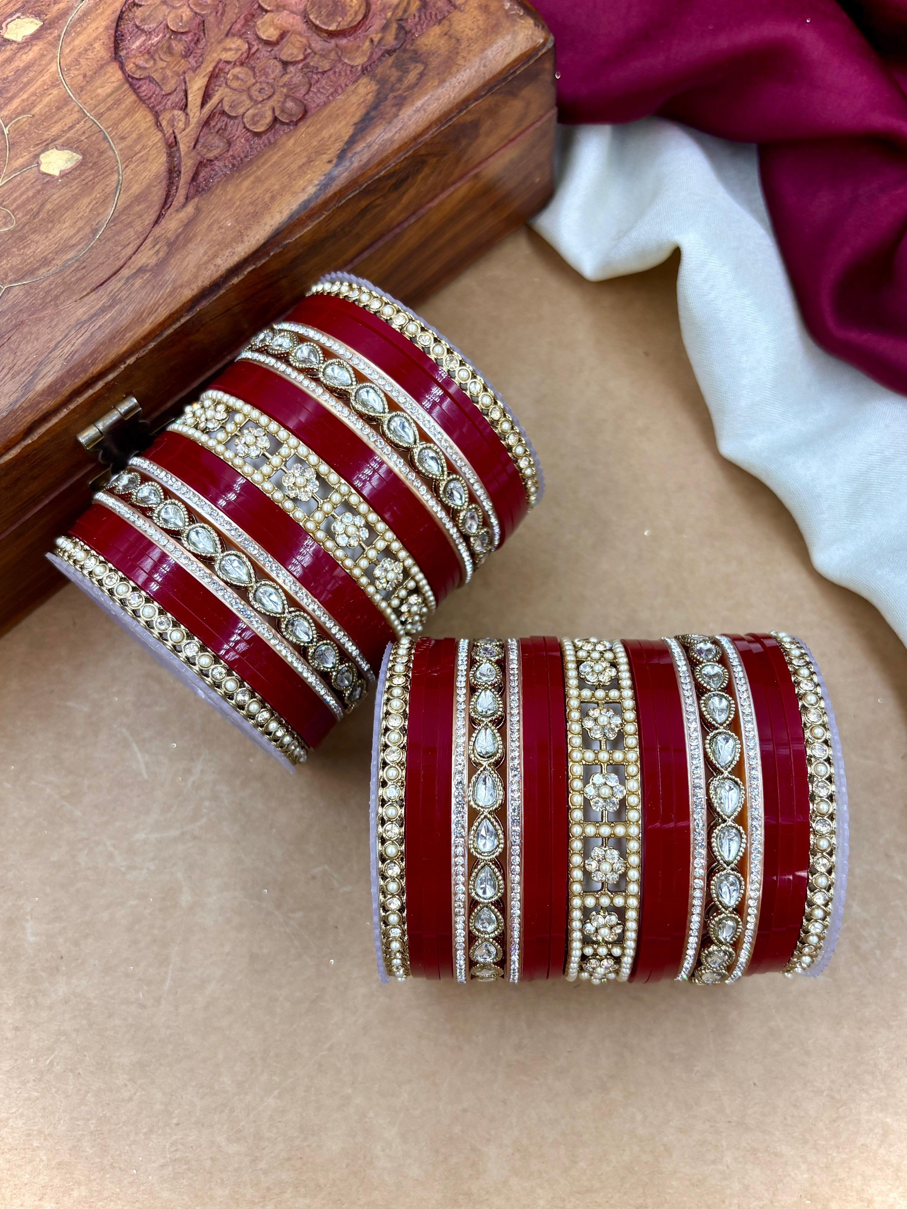 Classic Pearl Kundan Punjabi Bridal Chura Set – Wedding chuda